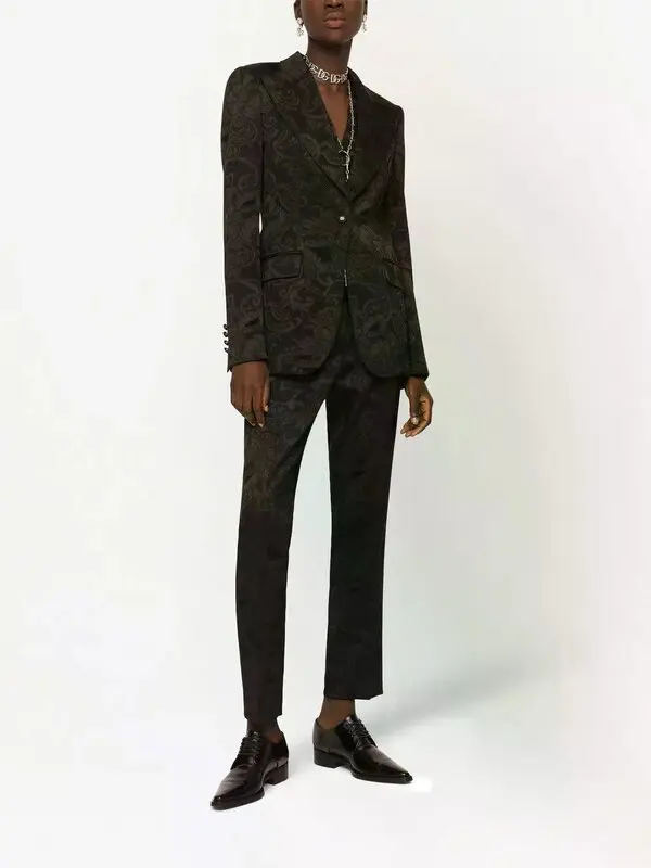 Dolce & Gabbana Floral-jacquard Single-breasted Blazer