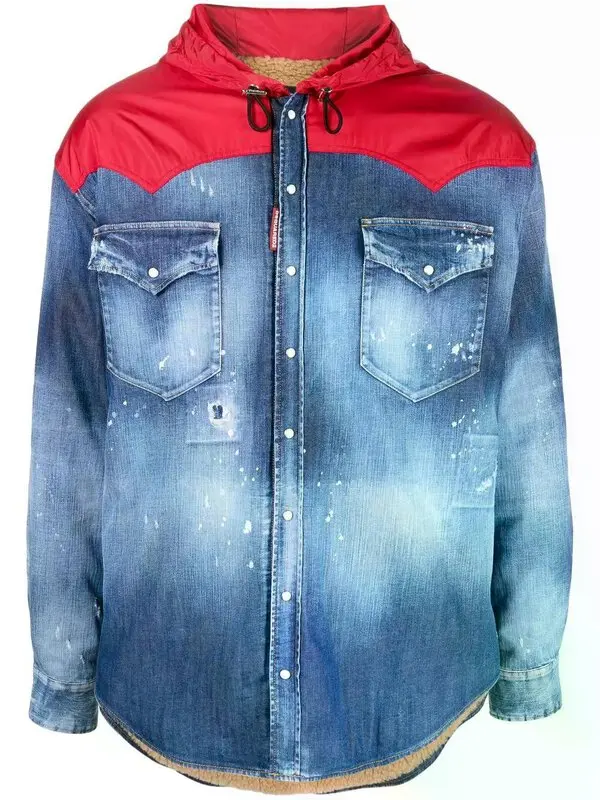 Dsquared2 Hooded Hybrid Denim Jacket - Blue