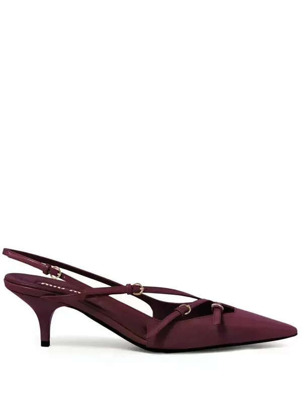 Miu Miu Patent Leather Slingbacks With Buckle Detailing - Red