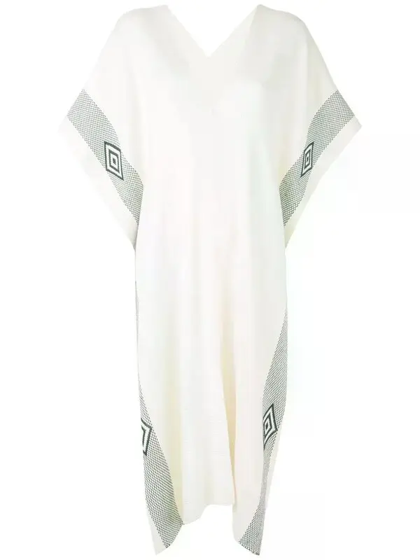 Voz Diamante Pattern Poncho - White