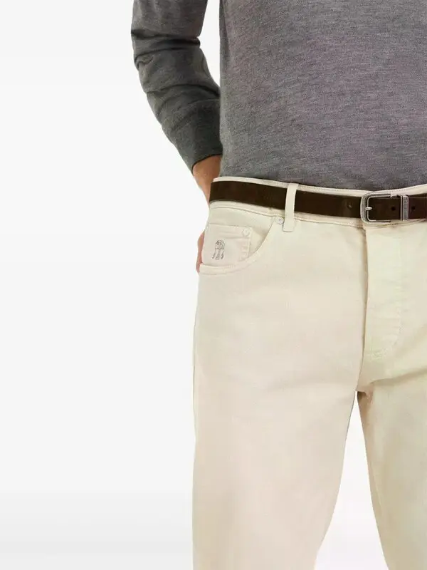 Brunello Cucinelli Beige Stretch-cotton Straight-leg Trousers - Neutrals