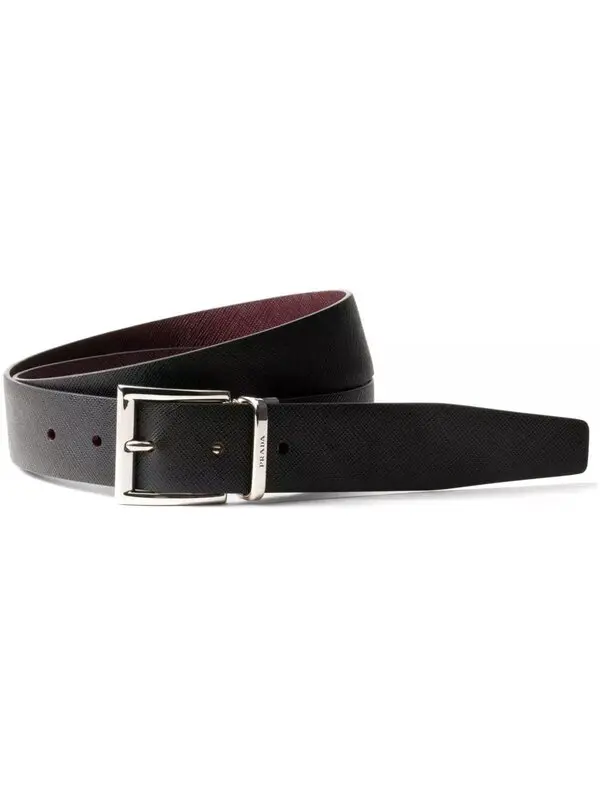 Prada Saffiano Reversible Leather Belt - Black