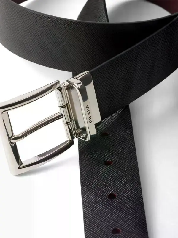 Prada Saffiano Reversible Leather Belt - Black