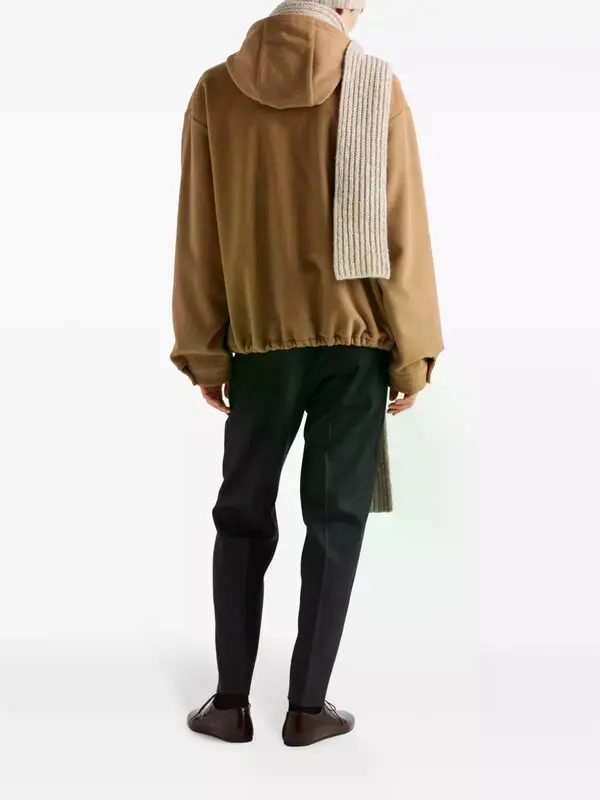 Prada Camel-hair Hoodie Jacket