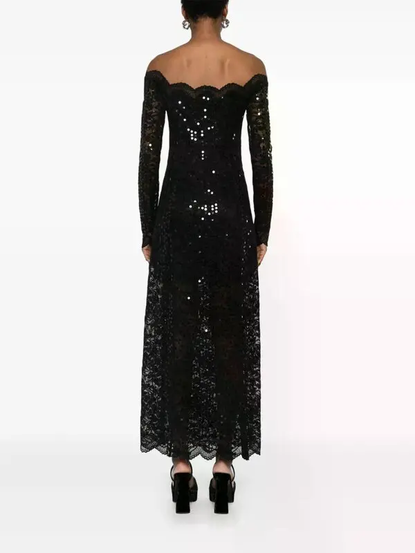 Rabanne Sequin-embroidered Lace Maxi Dress - Black