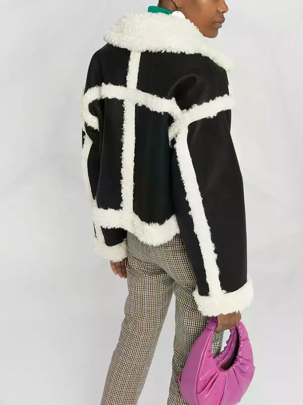 STAND STUDIO Shearling Trim Crop Jacket