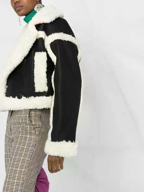 STAND STUDIO Shearling Trim Crop Jacket
