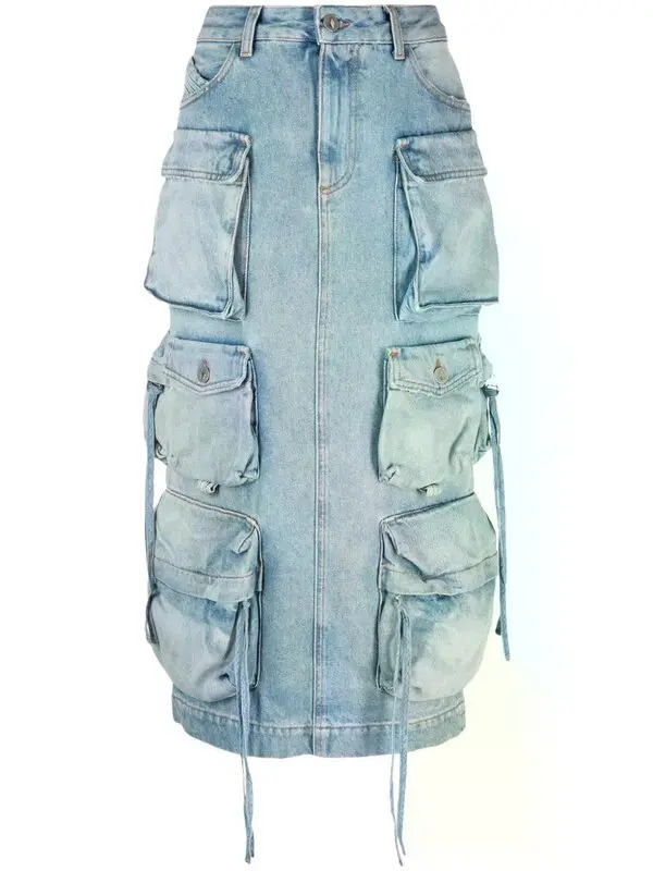 Attico Denim Cargo Skirt