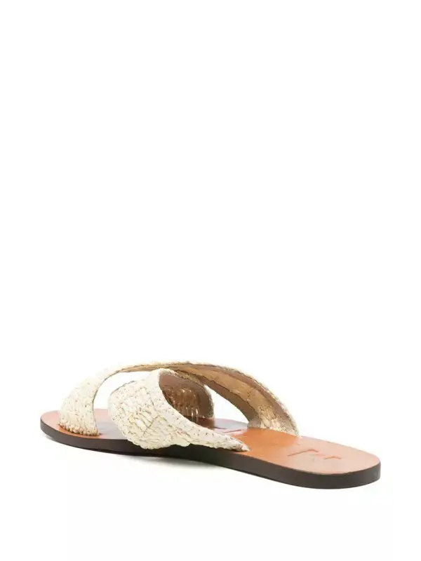 Manebí Raffia Crossover Strap Flats - Neutrals