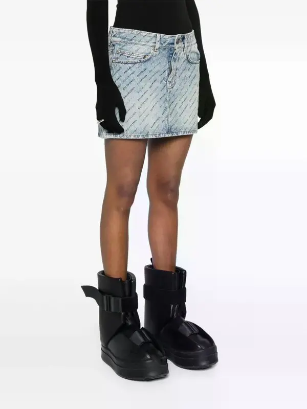 Balenciaga Logo-print Denim Mini Skirt