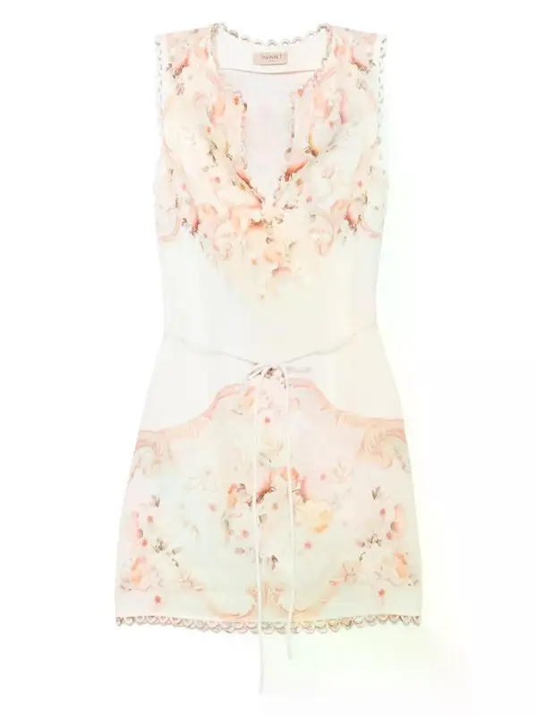 TWINSET Floral-print Mini Dress With Detachable Belt - White