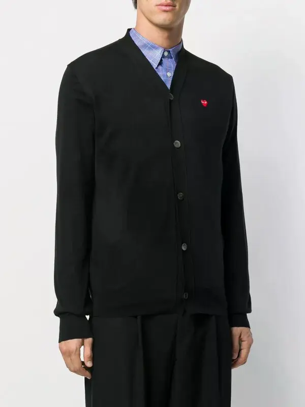 Play Comme Des Garcon Heart Logo V-neck Cardigan