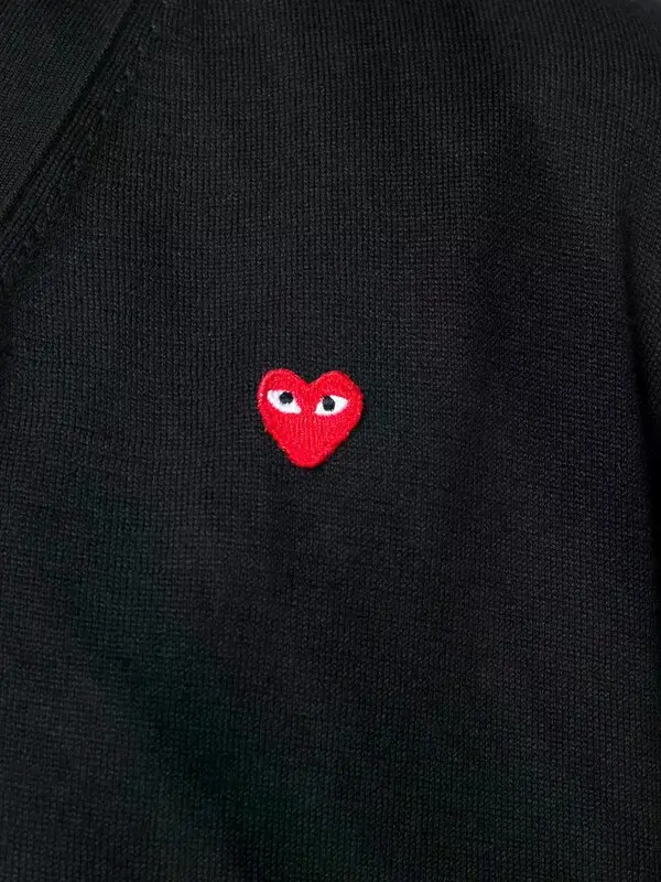 Play Comme Des Garcon Heart Logo V-neck Cardigan