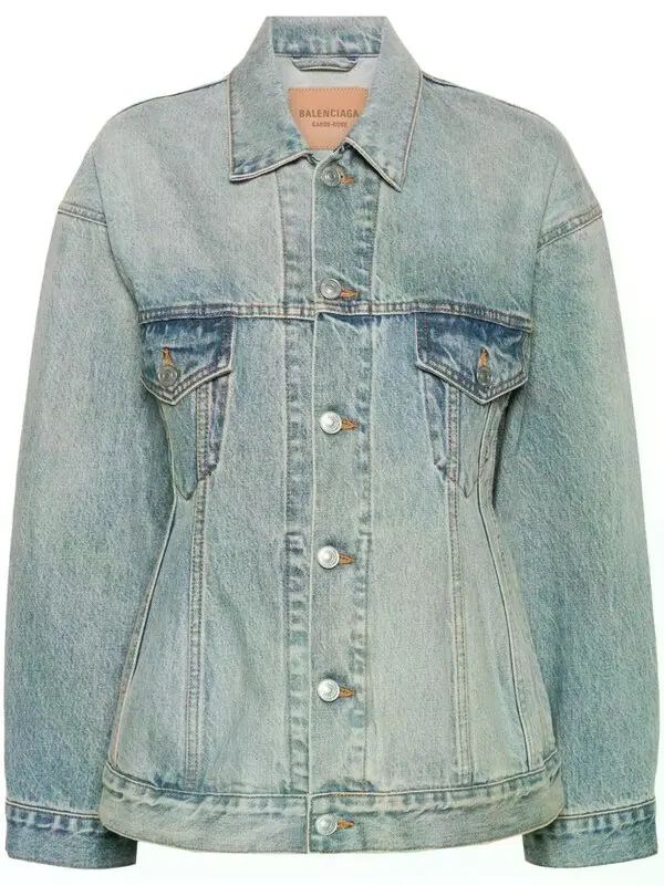 Balenciaga Hourglass Denim Jacket - Blue