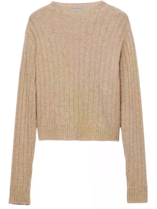Prada Cropped Re-cashmere Sweater - Neutrals