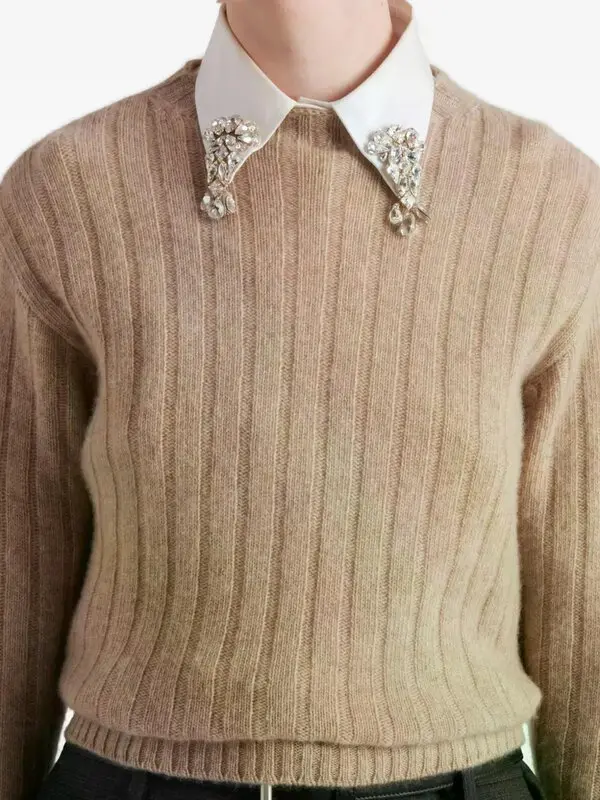 Prada Cropped Re-cashmere Sweater - Neutrals
