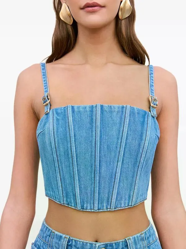 Cult Gaia Lauren Denim Bustier Top