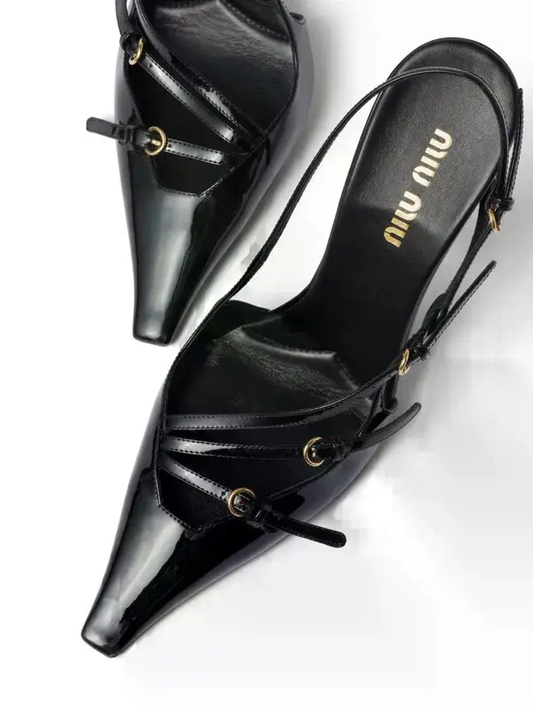 Miu Miu 105mm Buckle-embellished Slingback Pumps - Black