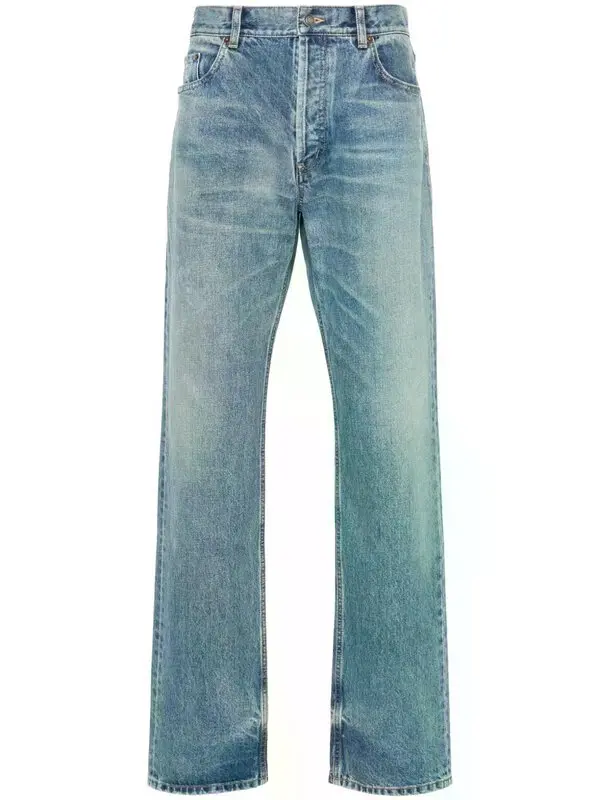 Saint Laurent Stonewashed Distressed Straight Jeans