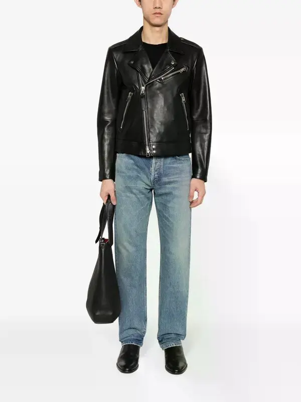 Saint Laurent Stonewashed Distressed Straight Jeans