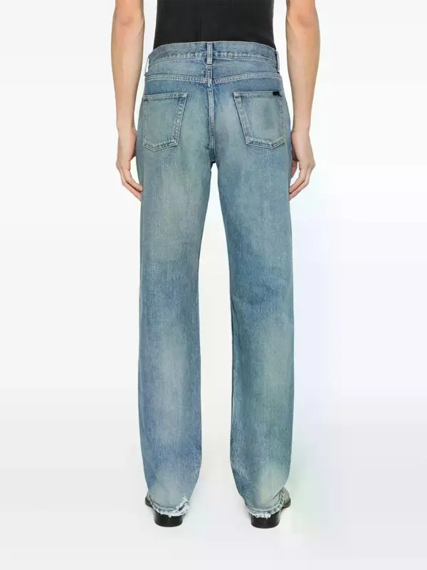 Saint Laurent Stonewashed Distressed Straight Jeans