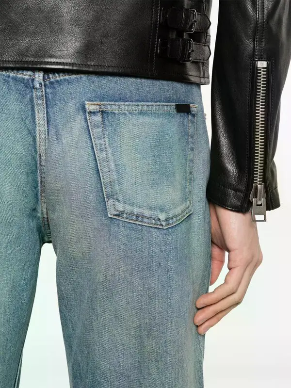 Saint Laurent Stonewashed Distressed Straight Jeans