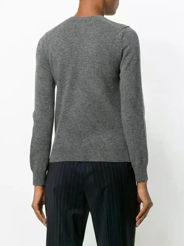 Play Comme Des Garcon Logo-patch Knitted Jumper - Grey