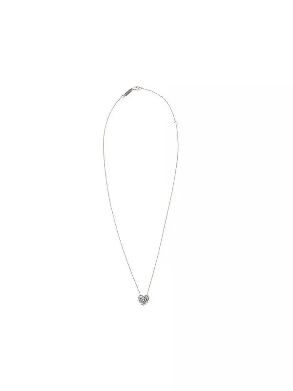 SUZANNE KALAN 18kt White Gold Small Angel Diamond Heart Necklace - Silver