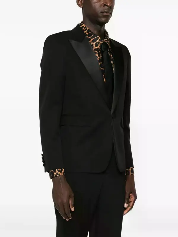 Saint Laurent Tuxedo Jacket In Grain De Poudre - Black