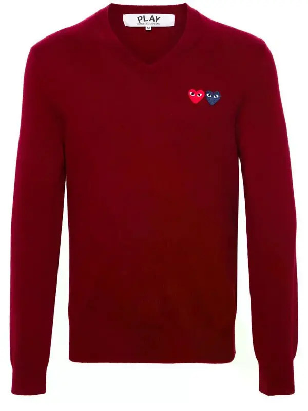 Play Comme Des Garcon Heart-patch Wool Jumper - Red