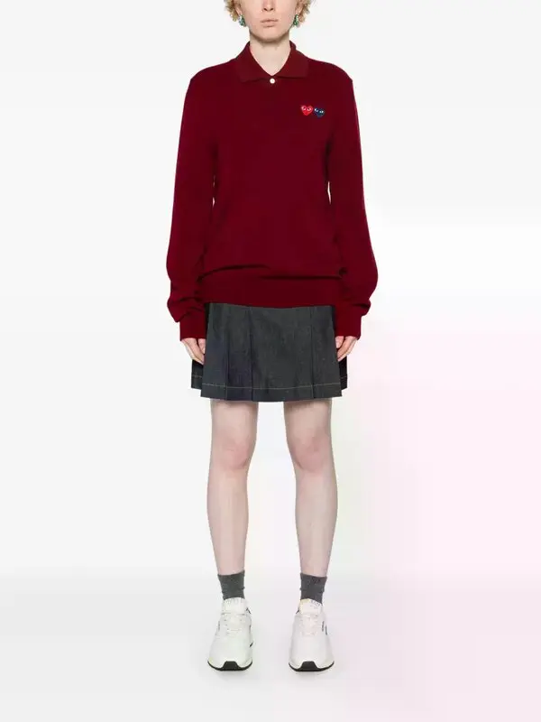 Play Comme Des Garcon Heart-patch Wool Jumper - Red