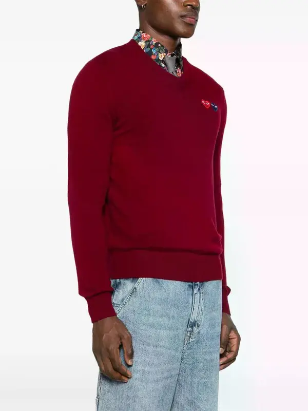 Play Comme Des Garcon Heart-patch Wool Jumper - Red