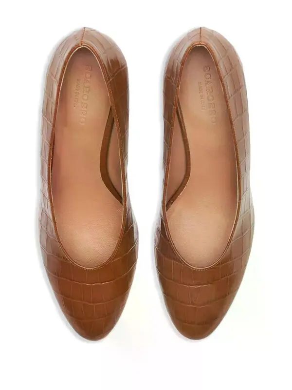 SCAROSSO Deva 50mm Crocodile-effect Pumps - Brown