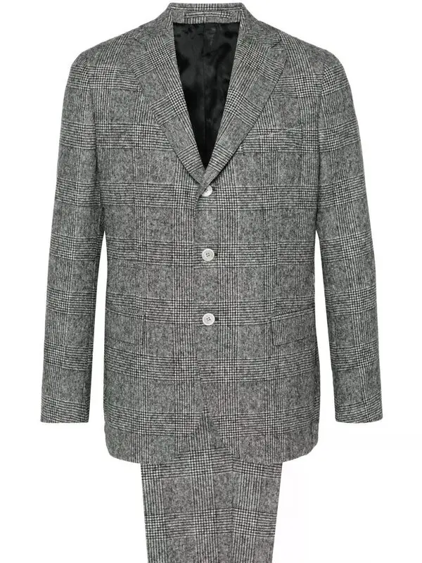 Eleventy Checkered Suit - Black