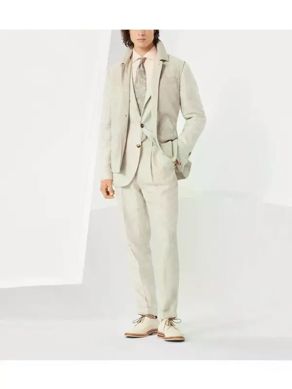 Brunello Cucinelli Slub-textured Trousers - Neutrals