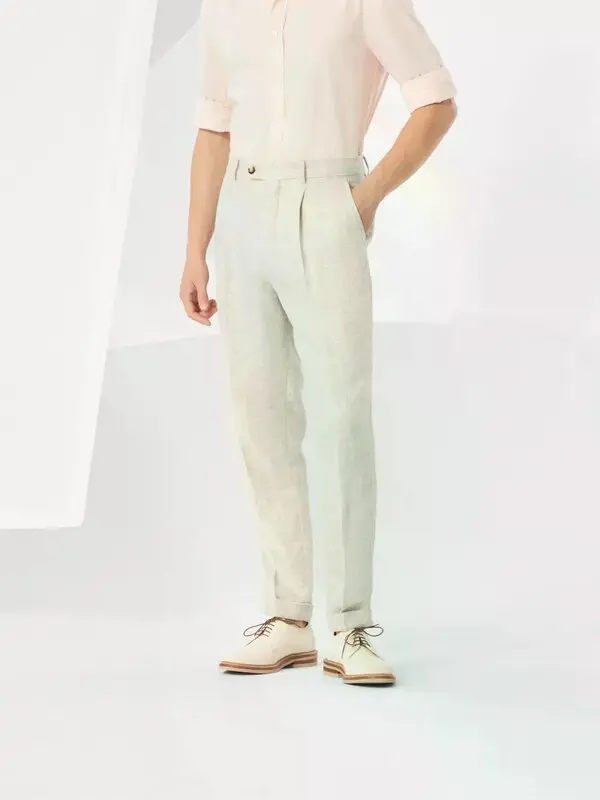 Brunello Cucinelli Slub-textured Trousers - Neutrals