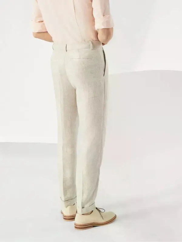 Brunello Cucinelli Slub-textured Trousers - Neutrals