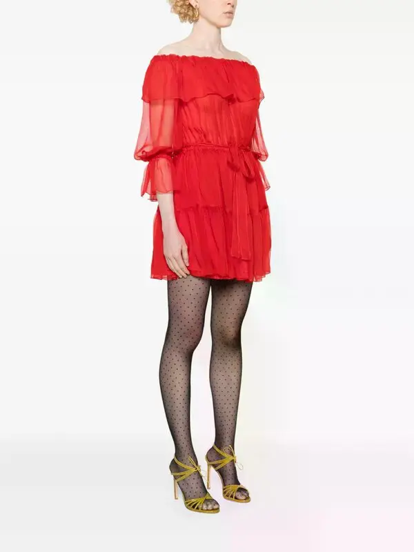 Gucci Off-shoulder Silk Mini Dress