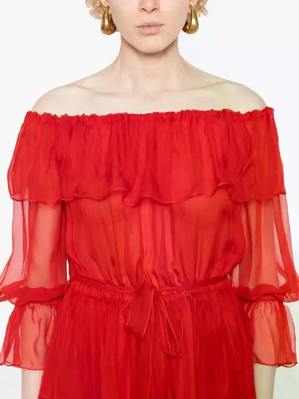 Gucci Off-shoulder Silk Mini Dress