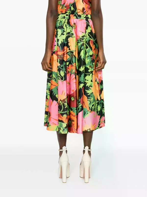 La DoubleJ Floral-print Midi Skirt - Black