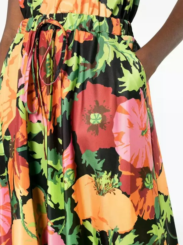 La DoubleJ Floral-print Midi Skirt - Black