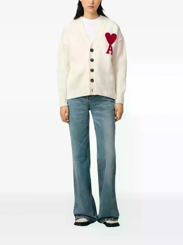 AMI Paris De Coeur Wool Cardigan