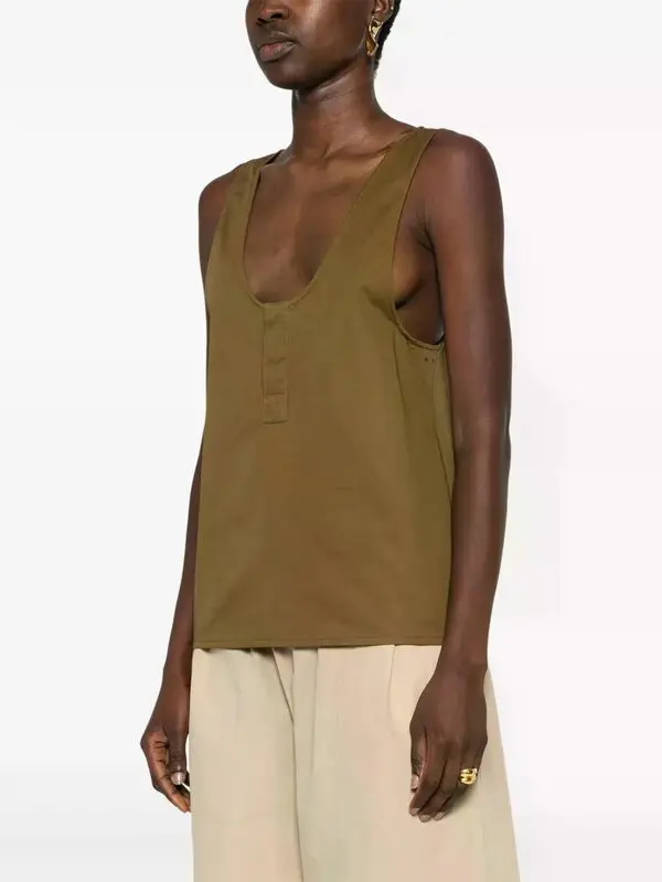 Saint Laurent Twill-weave Sleeveless Top - Green