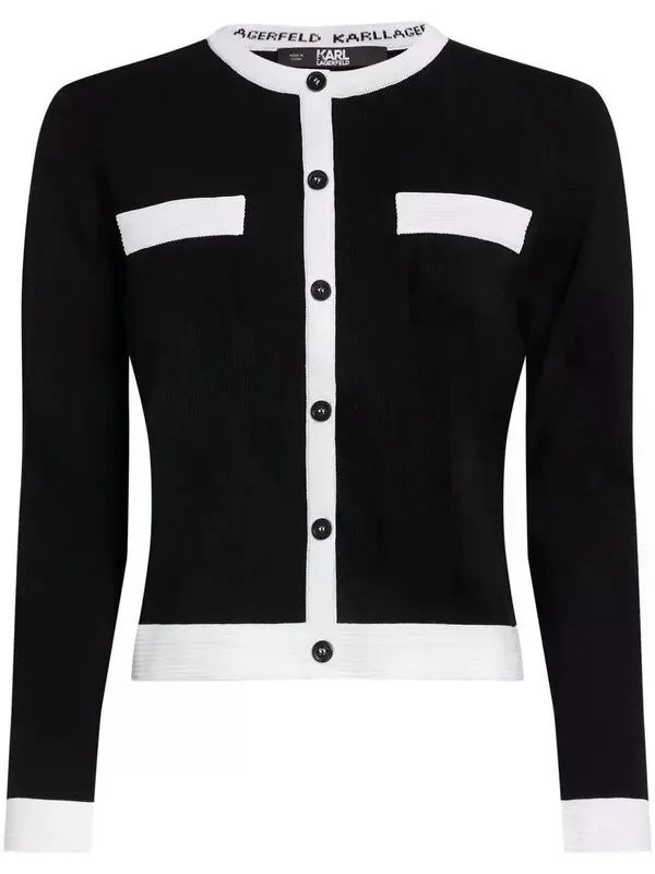 Karl Lagerfeld Contrasting-trim Cardigan - Black