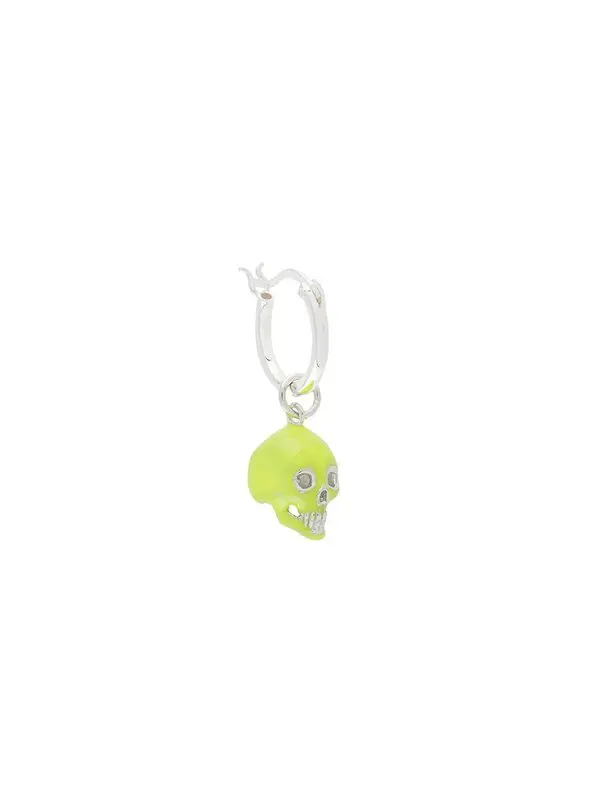 TRUE ROCKS Skull-drop Hoop Earring - Silver