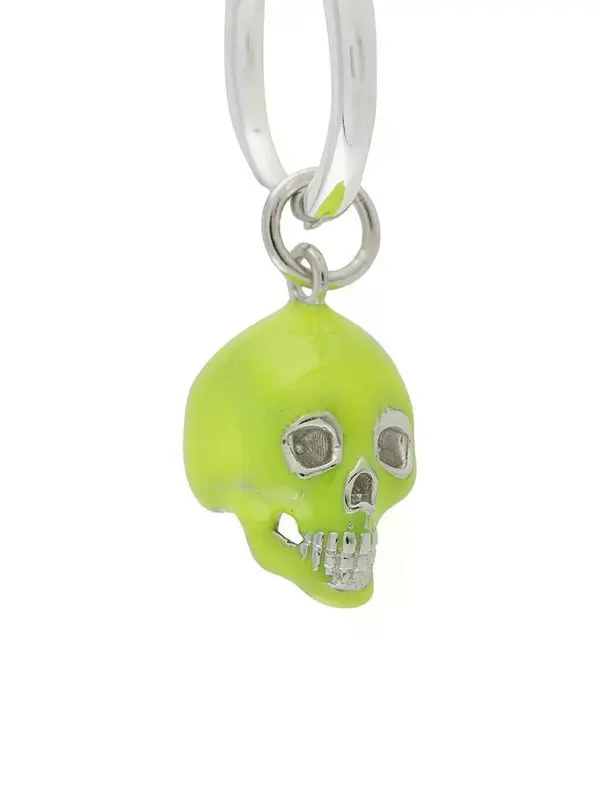 TRUE ROCKS Skull-drop Hoop Earring - Silver