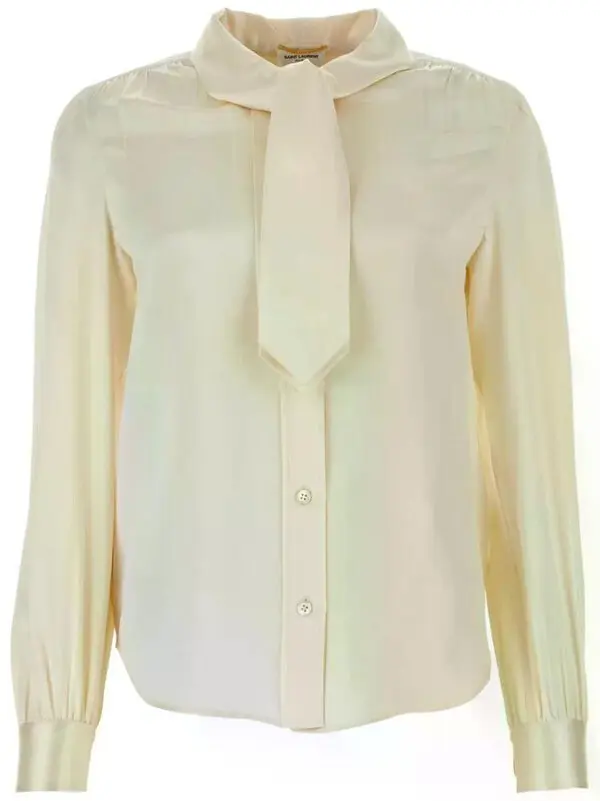 Saint Laurent Lavallière-neck Silk-satin Blouse