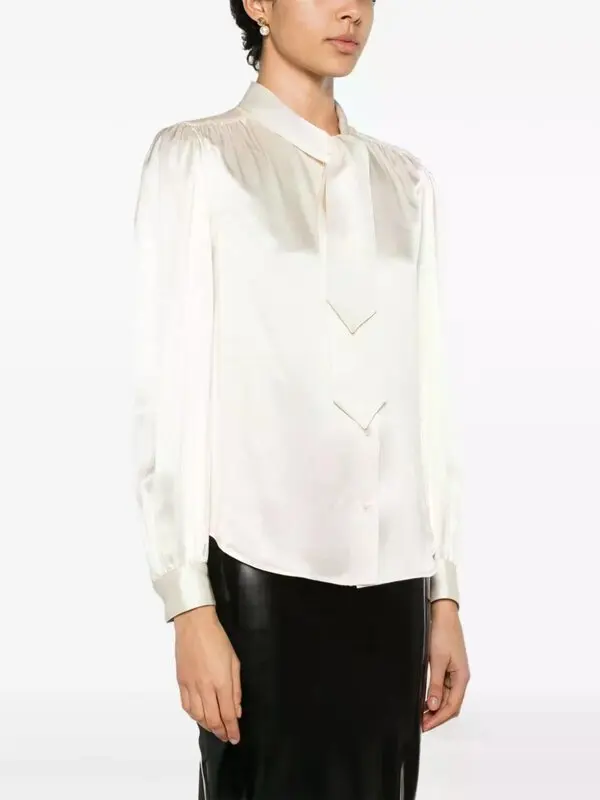 Saint Laurent Lavallière-neck Silk-satin Blouse