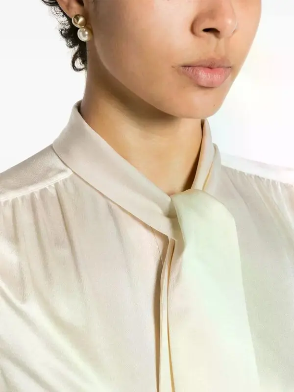 Saint Laurent Lavallière-neck Silk-satin Blouse