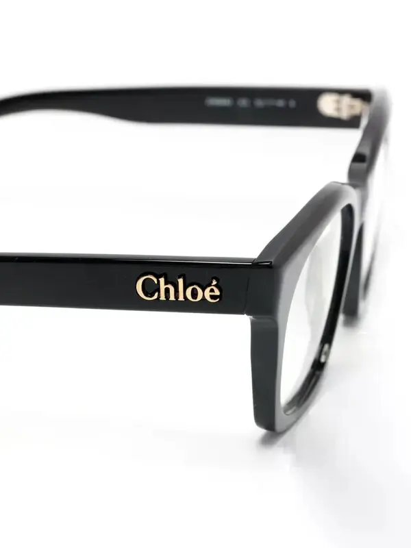 Chloé Logo-embossed Square-frame Glasses - Black